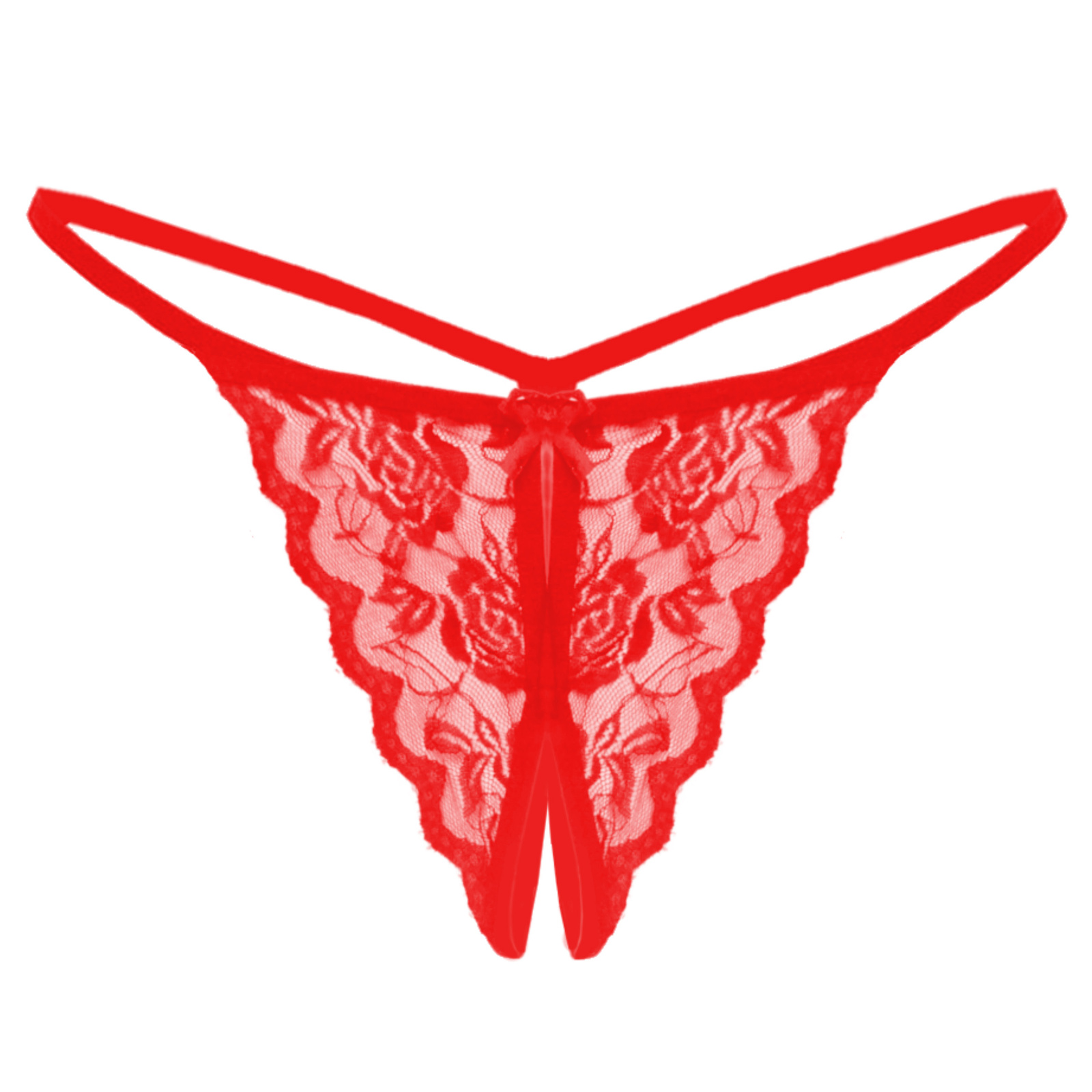 Stringi z rozcięciem w kroku koronkowe czerwony | Bielizna \ Majtki \ Stringi | Luvu